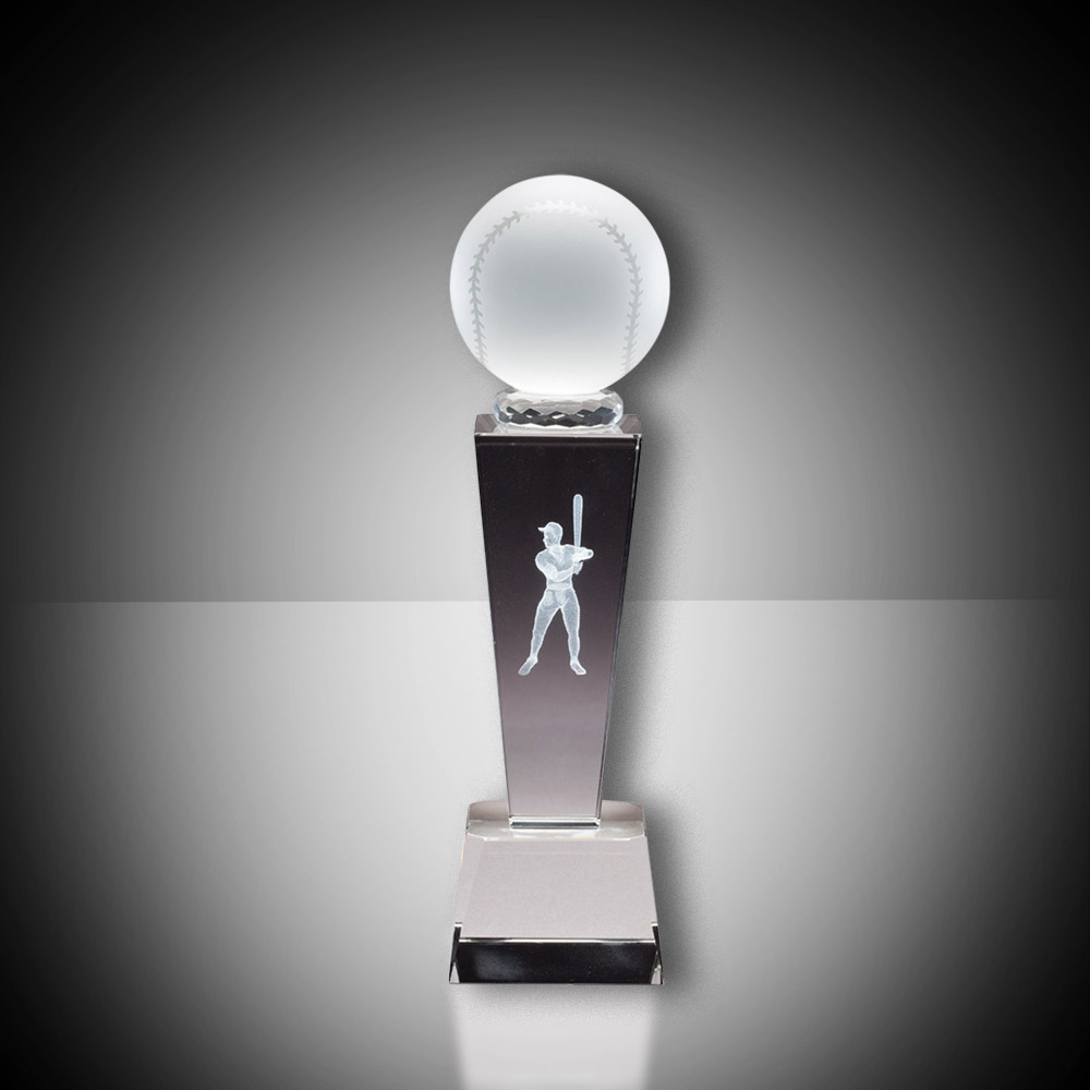 3D Crystal Baseball Column Trophy - Crystal Images, Inc.