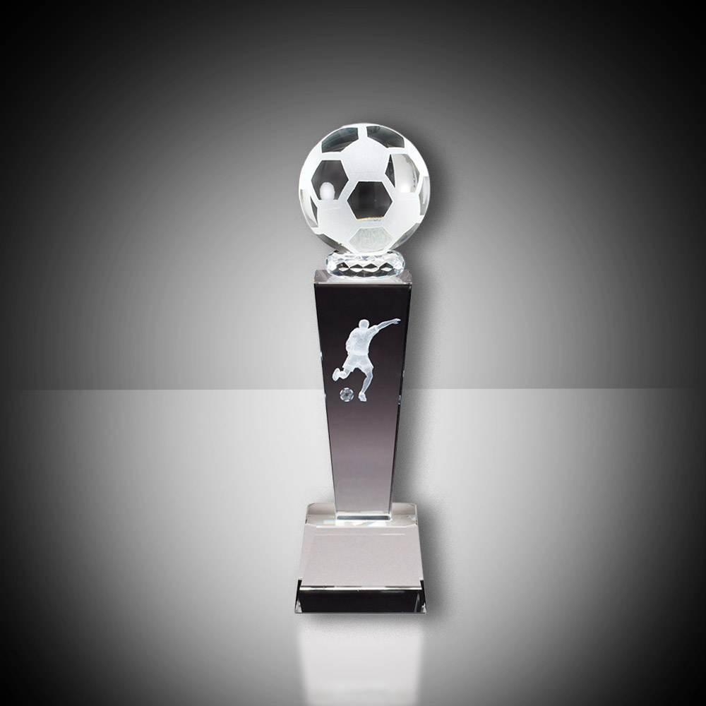 3D Crystal Soccer Column Trophy - Crystal Images, Inc.