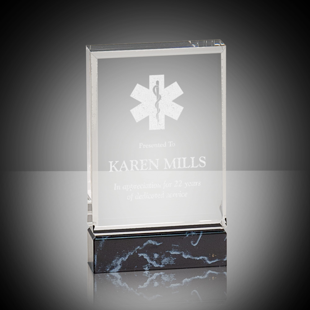 Acrylic Block Award with Marble Base - Crystal Images, Inc.