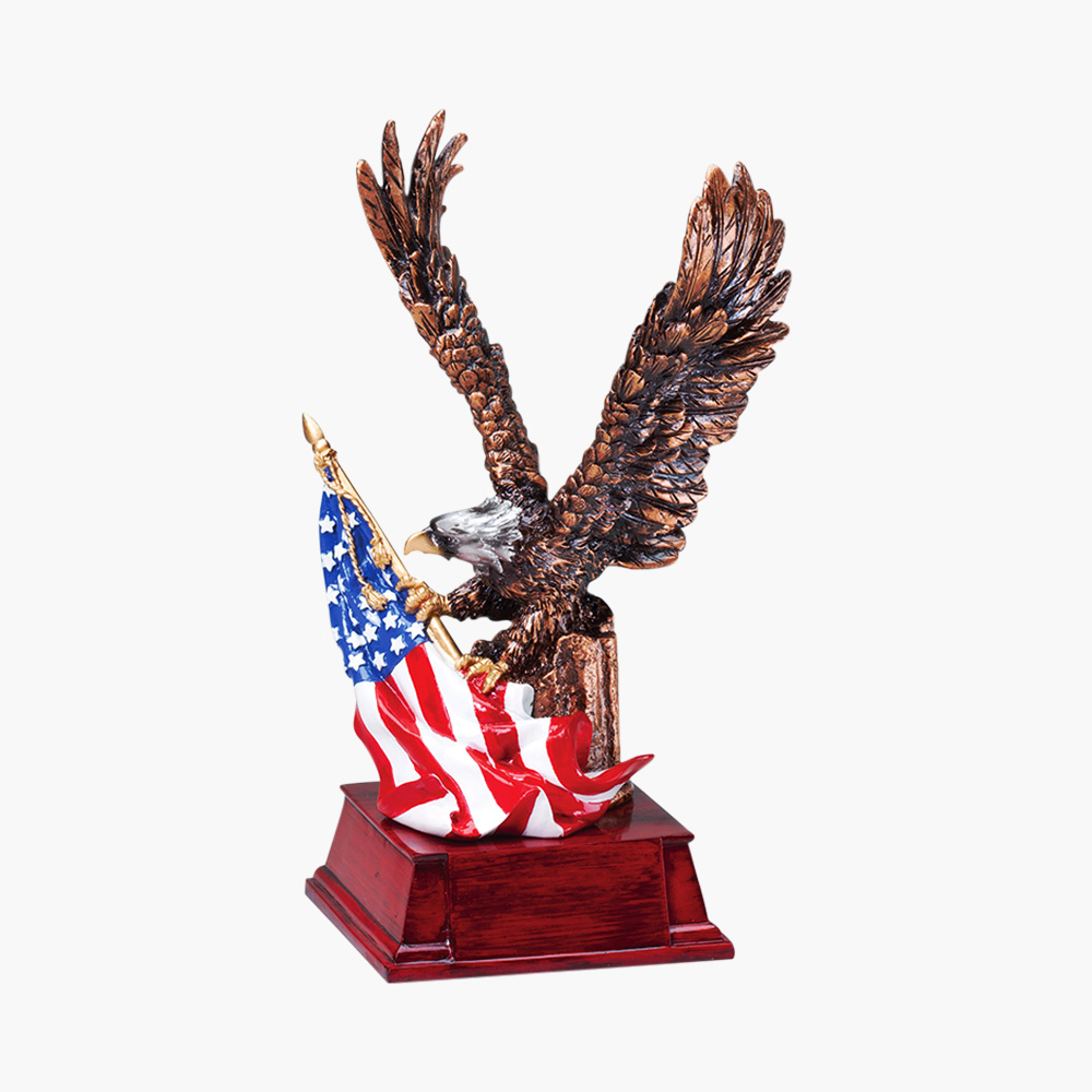Colored Resin Eagle Clutching American Flag Sculpture - Crystal Images ...