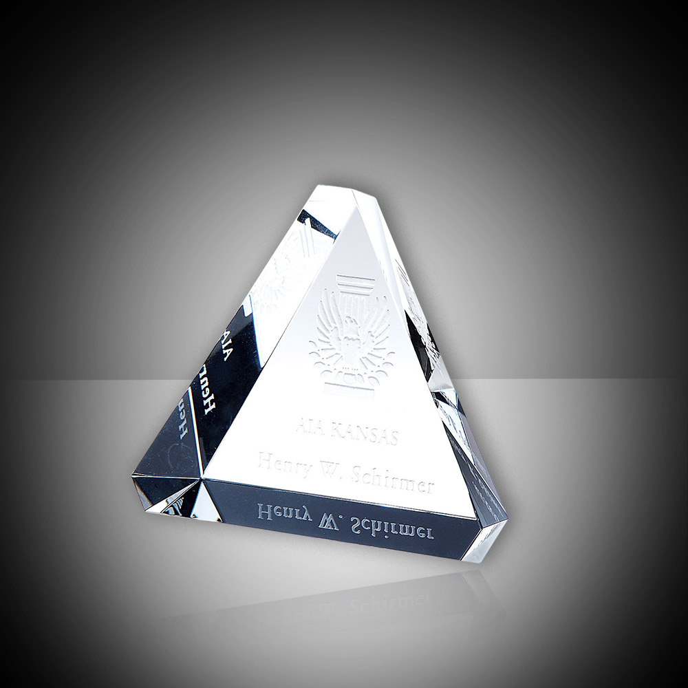 Crystal Beveled Triangle Paperweight - Crystal Images, Inc.