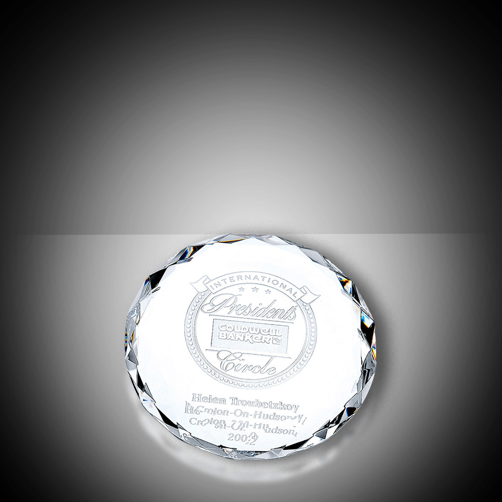 Crystal Faceted Circle Paperweight - Crystal Images, Inc.