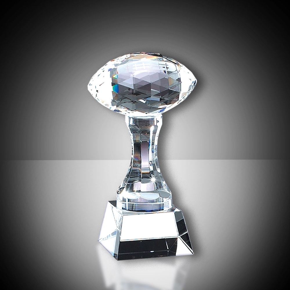 Crystal Football Pedestal Trophy - Crystal Images, Inc.