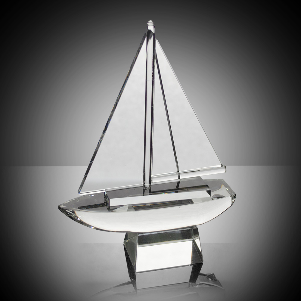 Engraved Crystal Scale Sailboat Award - Crystal Images, Inc.