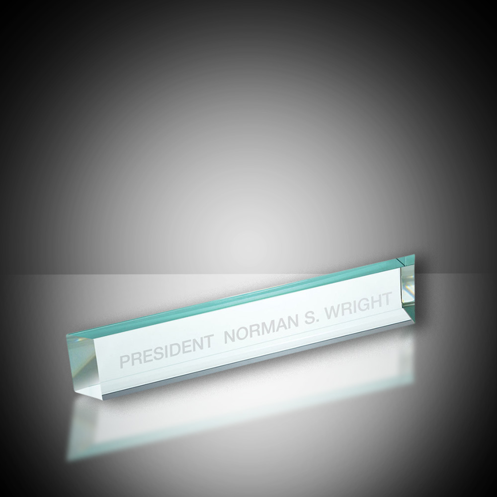 Jade Glass Desk Name Plate with Beveled Sides – Crystal Images, Inc.
