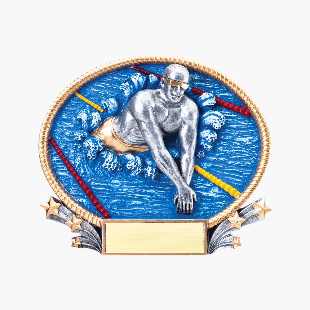Resin 3D Oval Swimming Standing Plaque – Crystal Images, Inc.