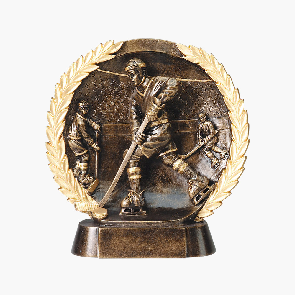 Resin Antique 3D Ice Hockey Circle Award - Crystal Images, Inc.