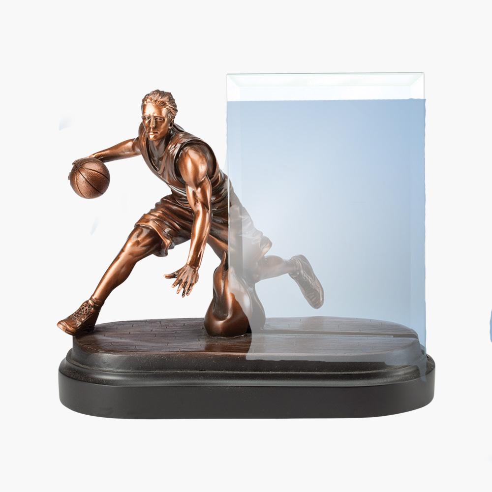 Resin Basketball Player with Glass Plaque Award - Crystal Images, Inc.