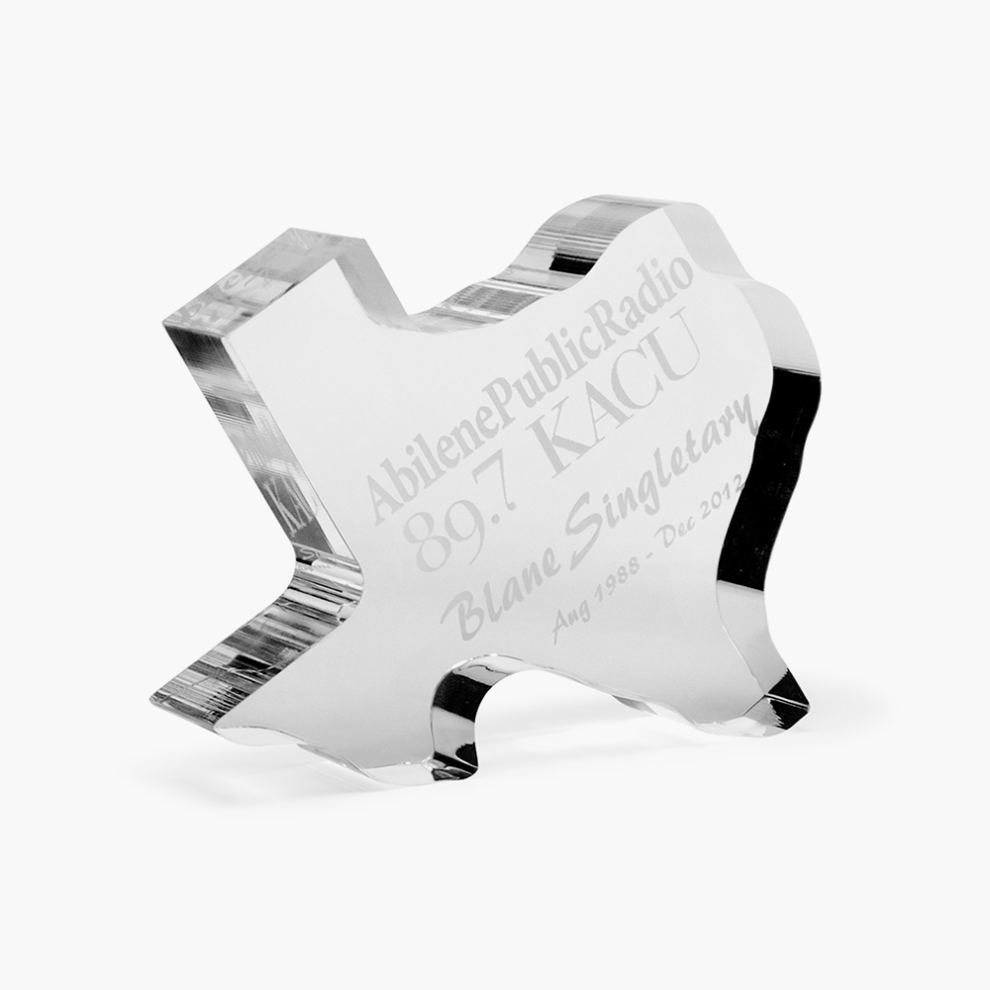 Personalized Acrylic Texas Paperweight - Crystal Images, Inc.