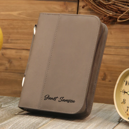 Engraved Leatherette Book Cover with Zipper - Crystal Images, Inc.