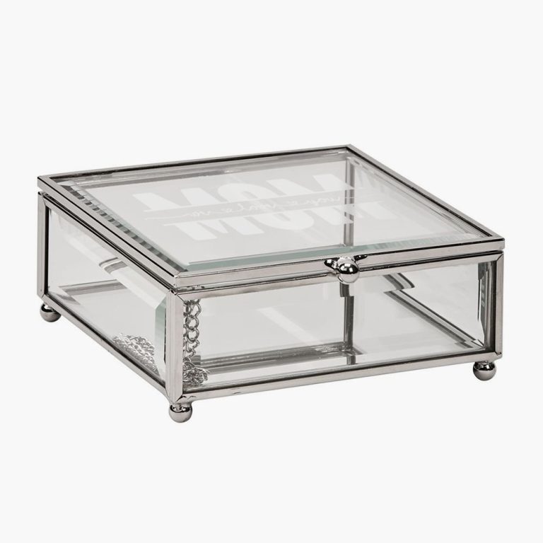 Personalized Glass Rectangular Box With Metal Frame Crystal Images Inc