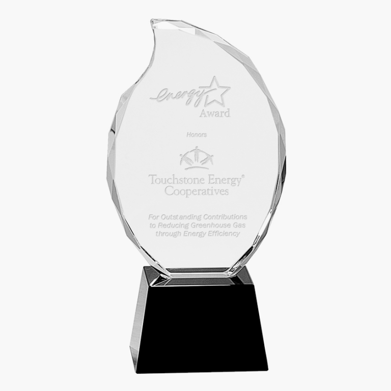Engraved Crystal Thick Faceted Flame Award - Crystal Images, Inc.