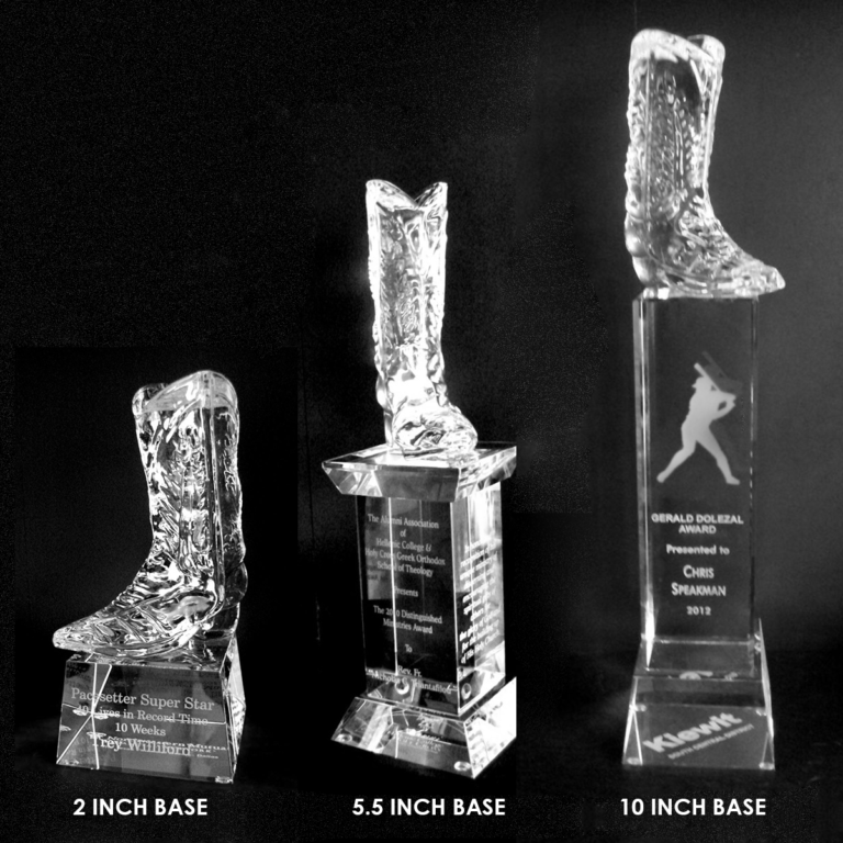 Engraved Crystal Cowboy Boot Award - Crystal Images, Inc.