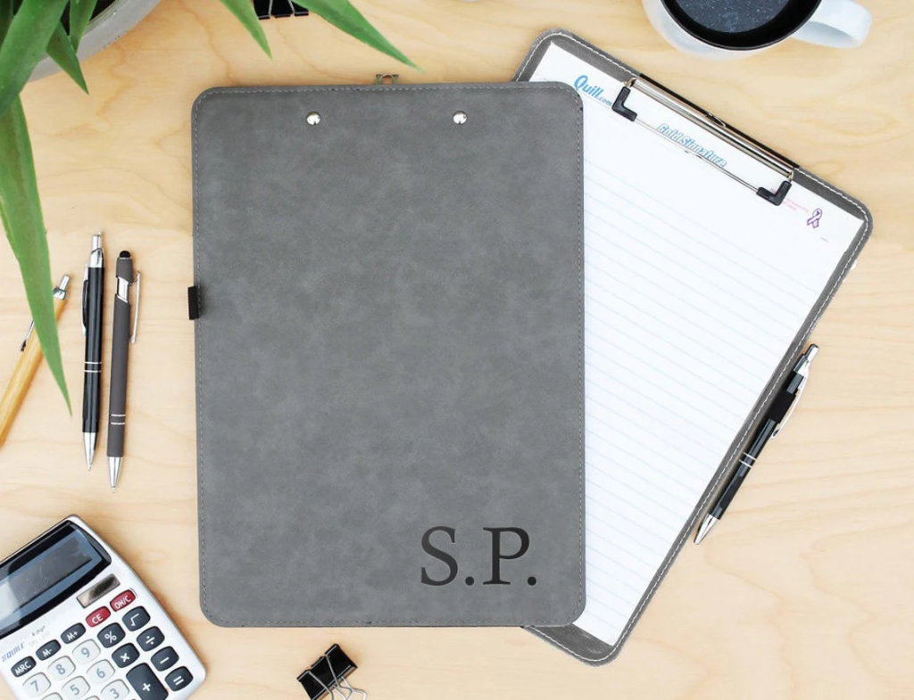 Engraved Leatherette Clipboard - Crystal Images, Inc.