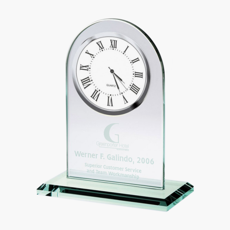 Engraved Glass Arch Clock - Crystal Images, Inc.