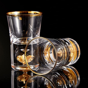 Engraved Gold Flake Shot Glass 1.5oz - Crystal Images, Inc.