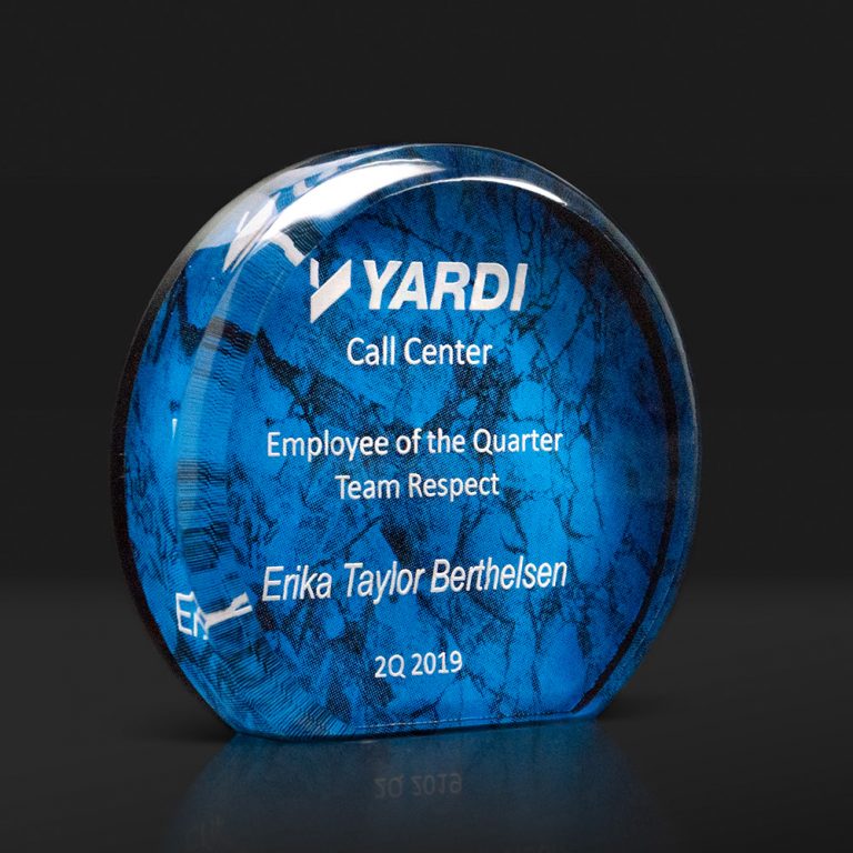 Engraved Acrylic Thick Marble Circle Award - Crystal Images, Inc.