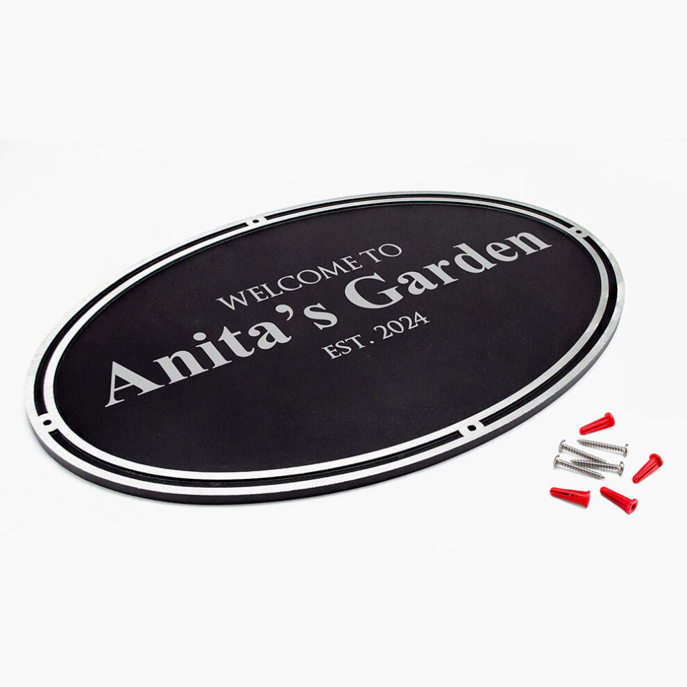 Engraved Oval Outdoor Wall Plaque with Screw Mount - Crystal Images, Inc.