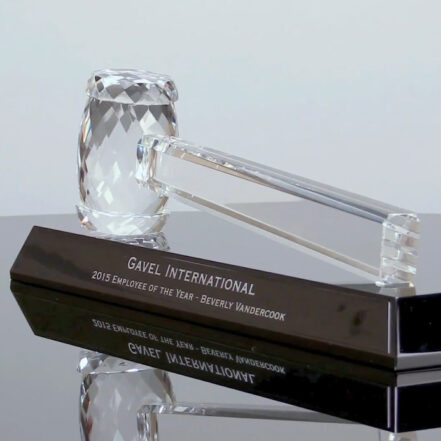Engraved Crystal Gavel Set with Black Base - Crystal Images, Inc.