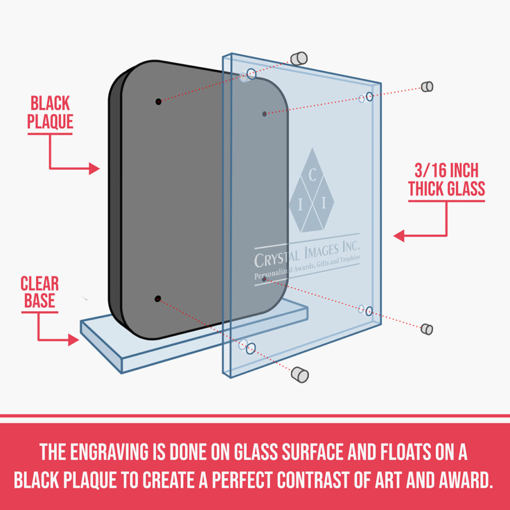 Engraved Floating Glass Plaque Award - Crystal Images, Inc.