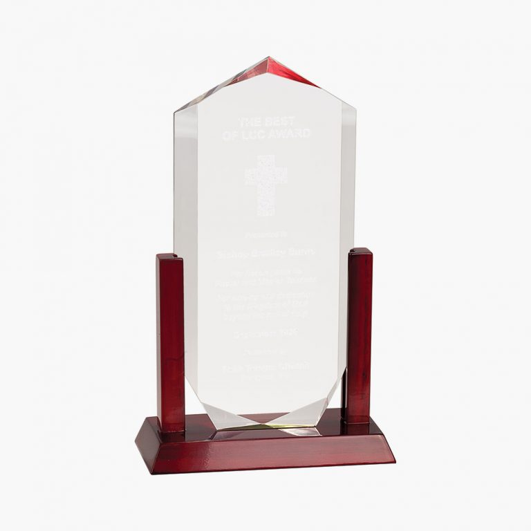 Acrylic Tip Tower with Rosewood Pedestal – Crystal Images, Inc.