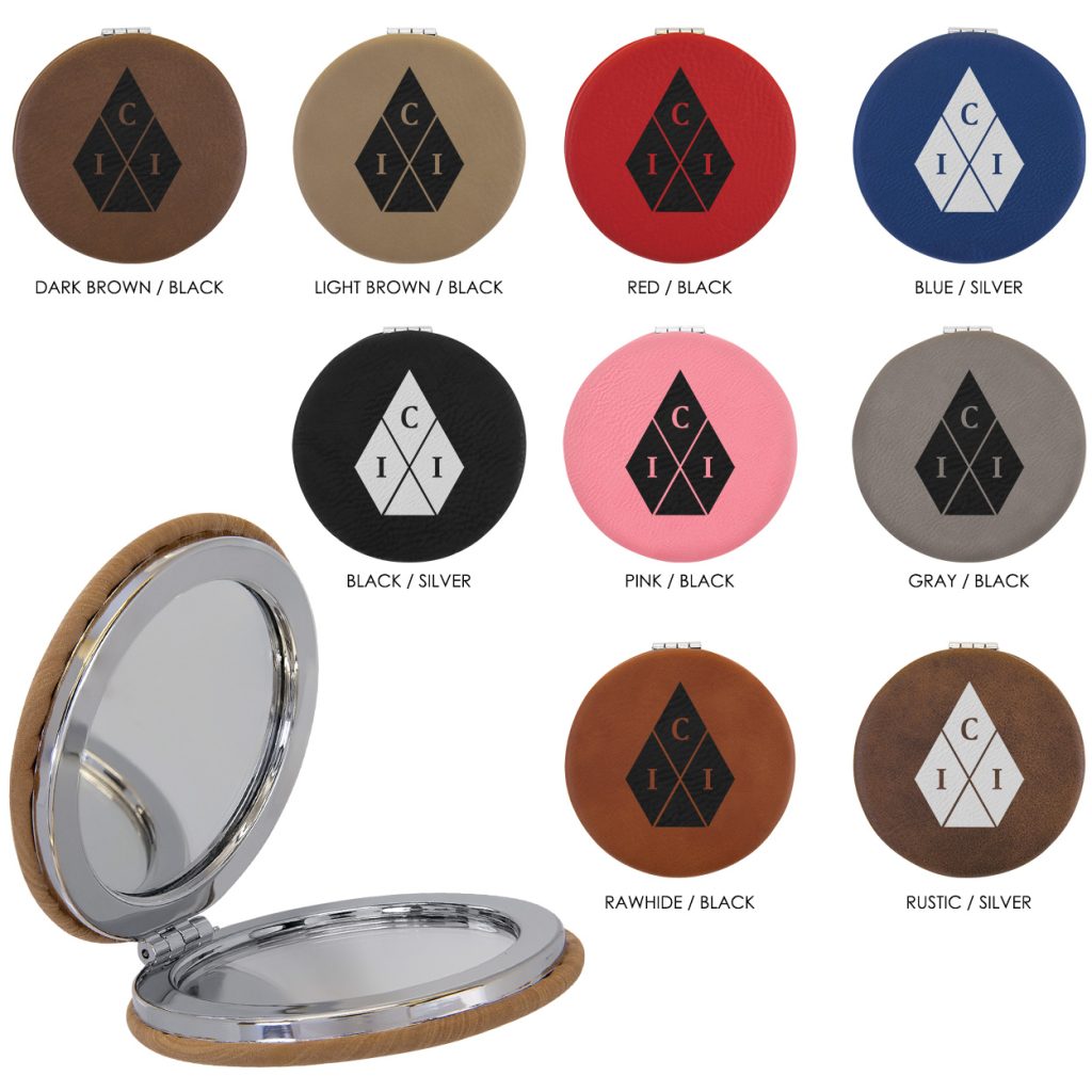 Personalized Leatherette Compact Mirror - Crystal Images, Inc.