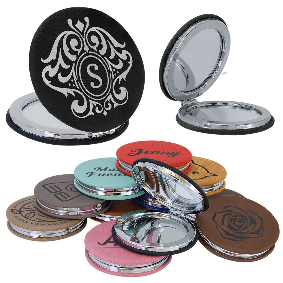 Personalized Leatherette Compact Mirror - Crystal Images, Inc.