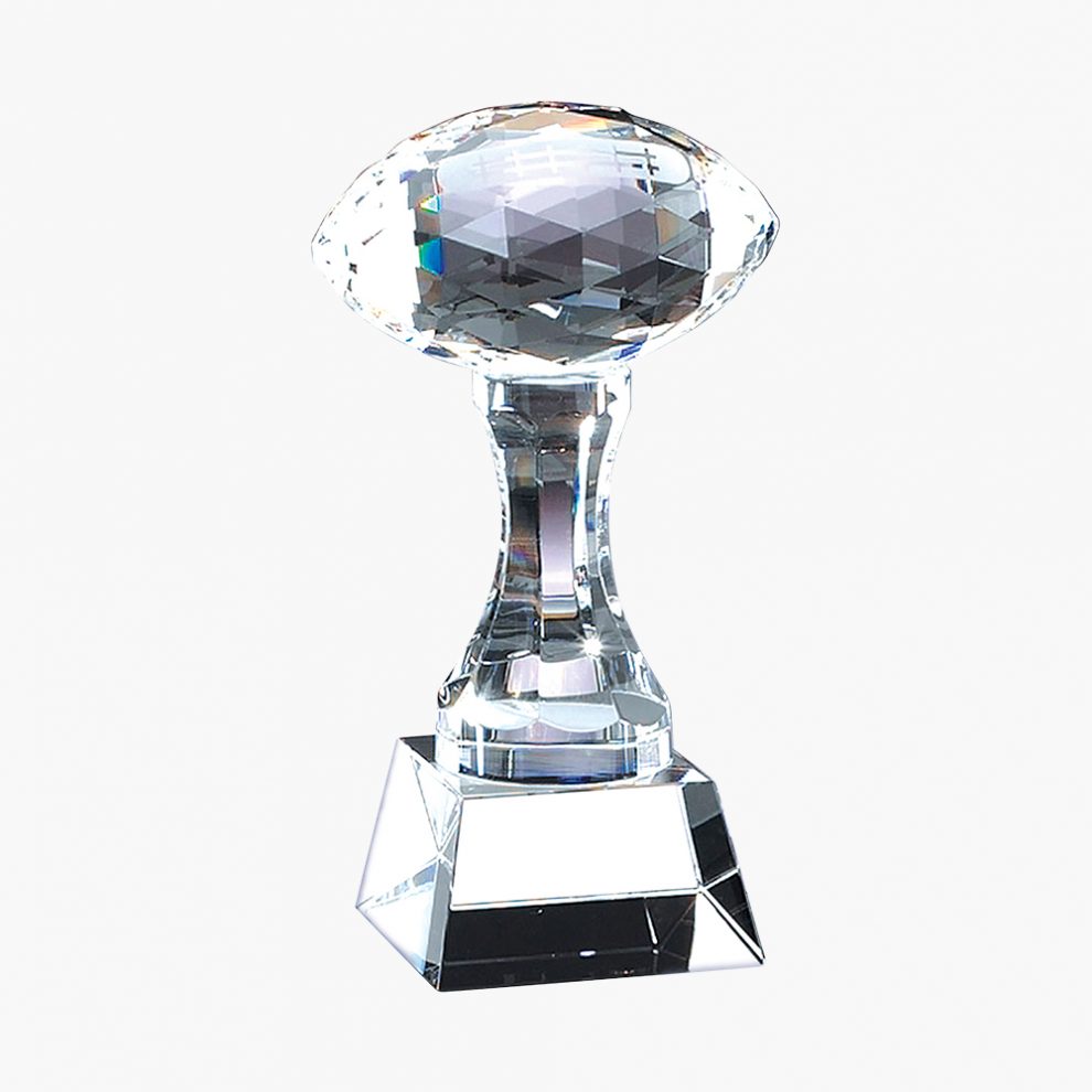 Engraved Crystal Football Pedestal Trophy - Crystal Images, Inc.