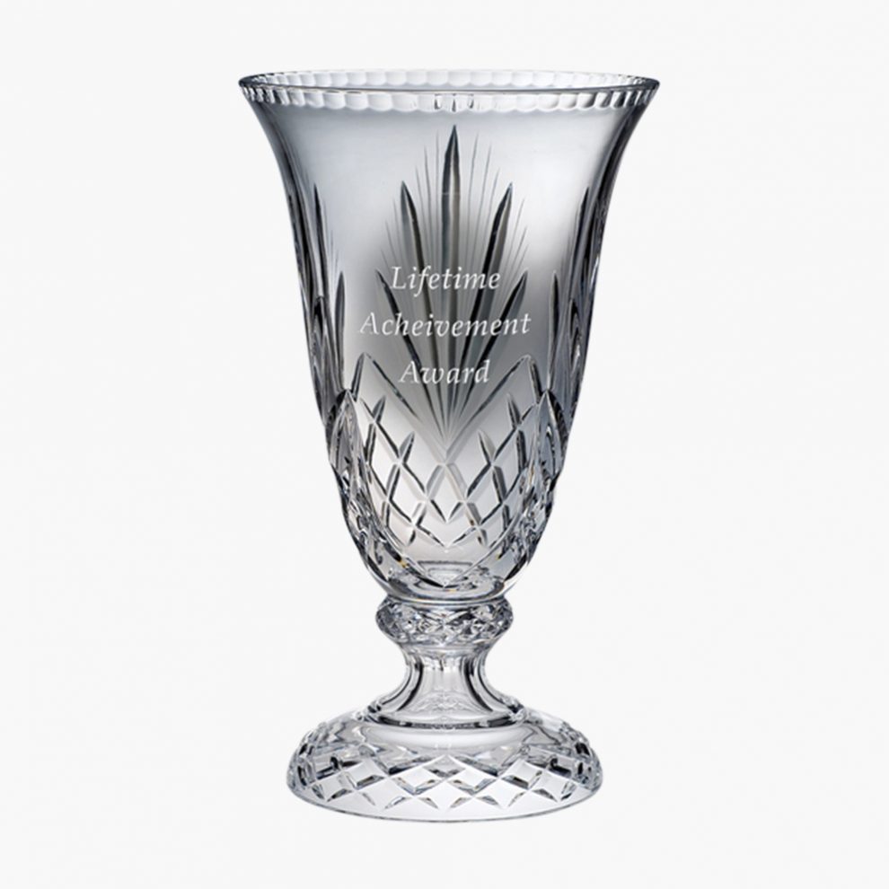 Engraved Crystal Trumpet Vase - Crystal Images, Inc.