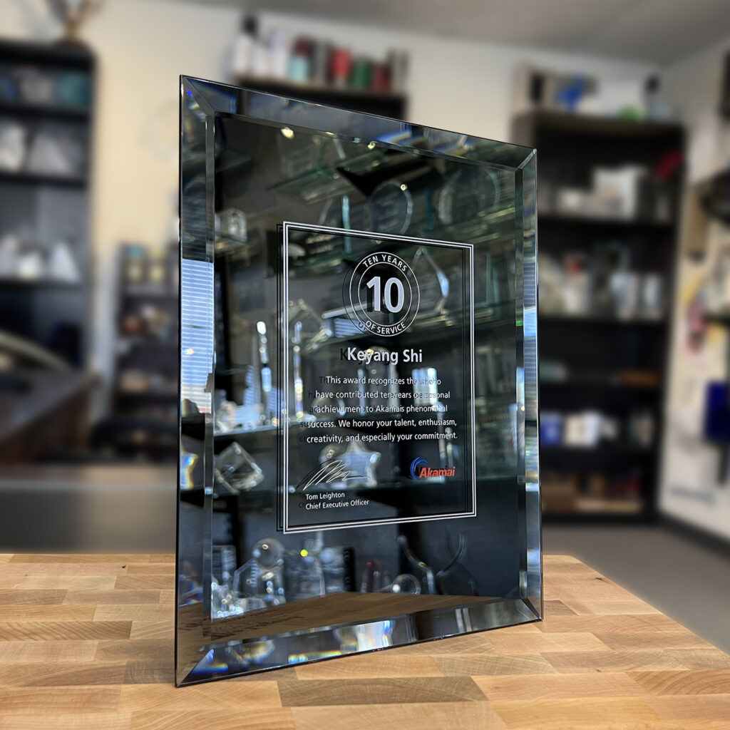 Engraved Glass Mirror Wall Plaque - Crystal Images, Inc.