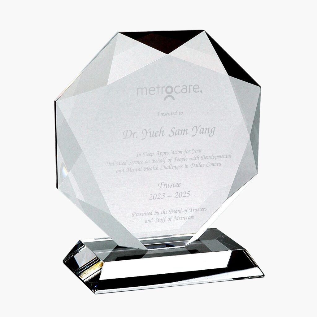 Engraved Crystal Gem Cut Octagon Award - Crystal Images, Inc.