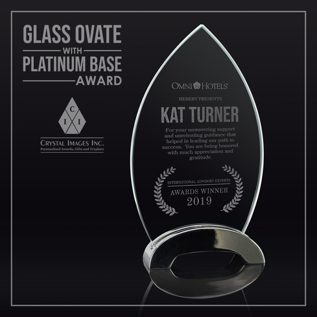 Personalized Glass Ovate with Platinum Base - Crystal Images, Inc.