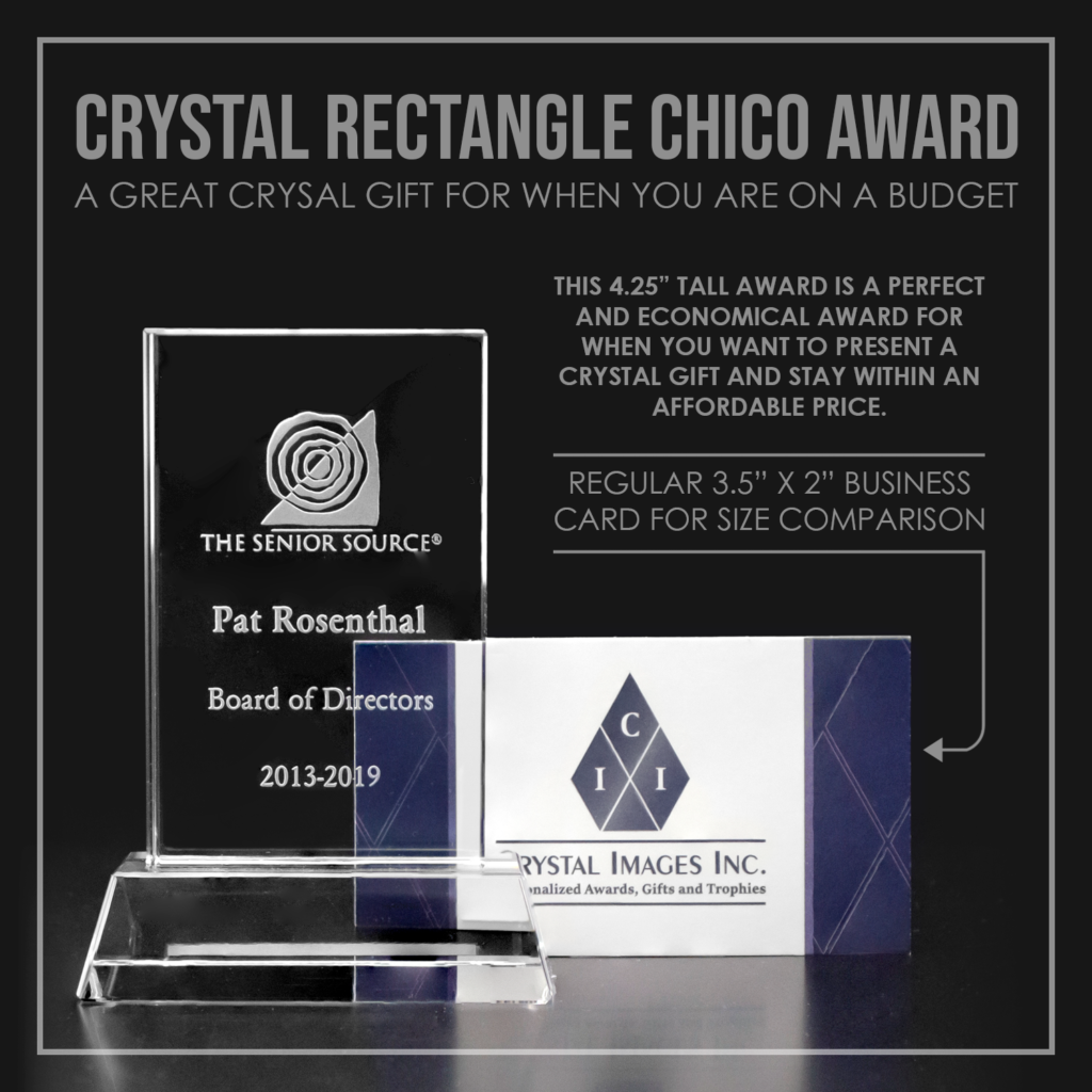 Engraved Crystal Rectangle Chico Award - Crystal Images, Inc.