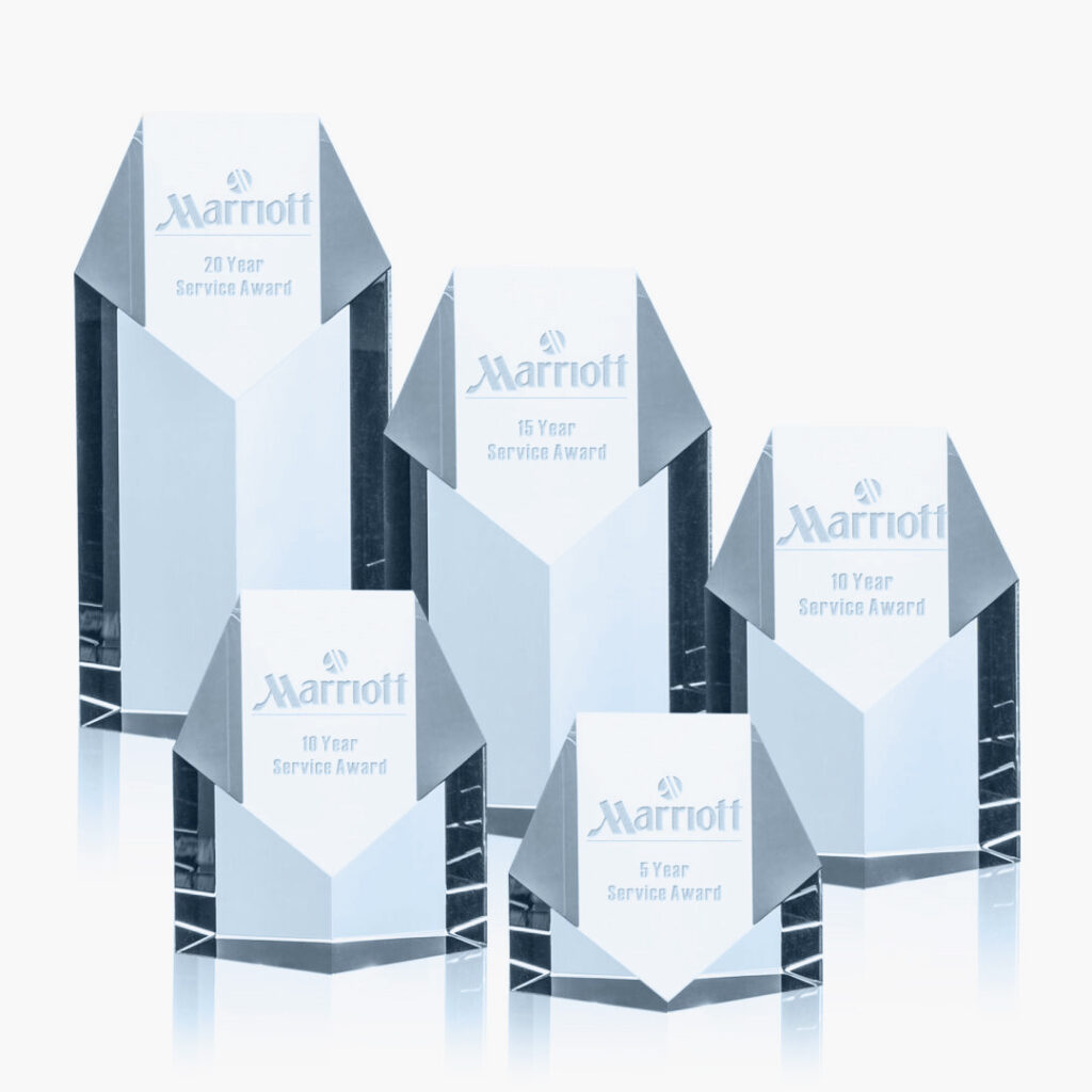 Engraved Crystal Pentagon Tower - Crystal Images, Inc.