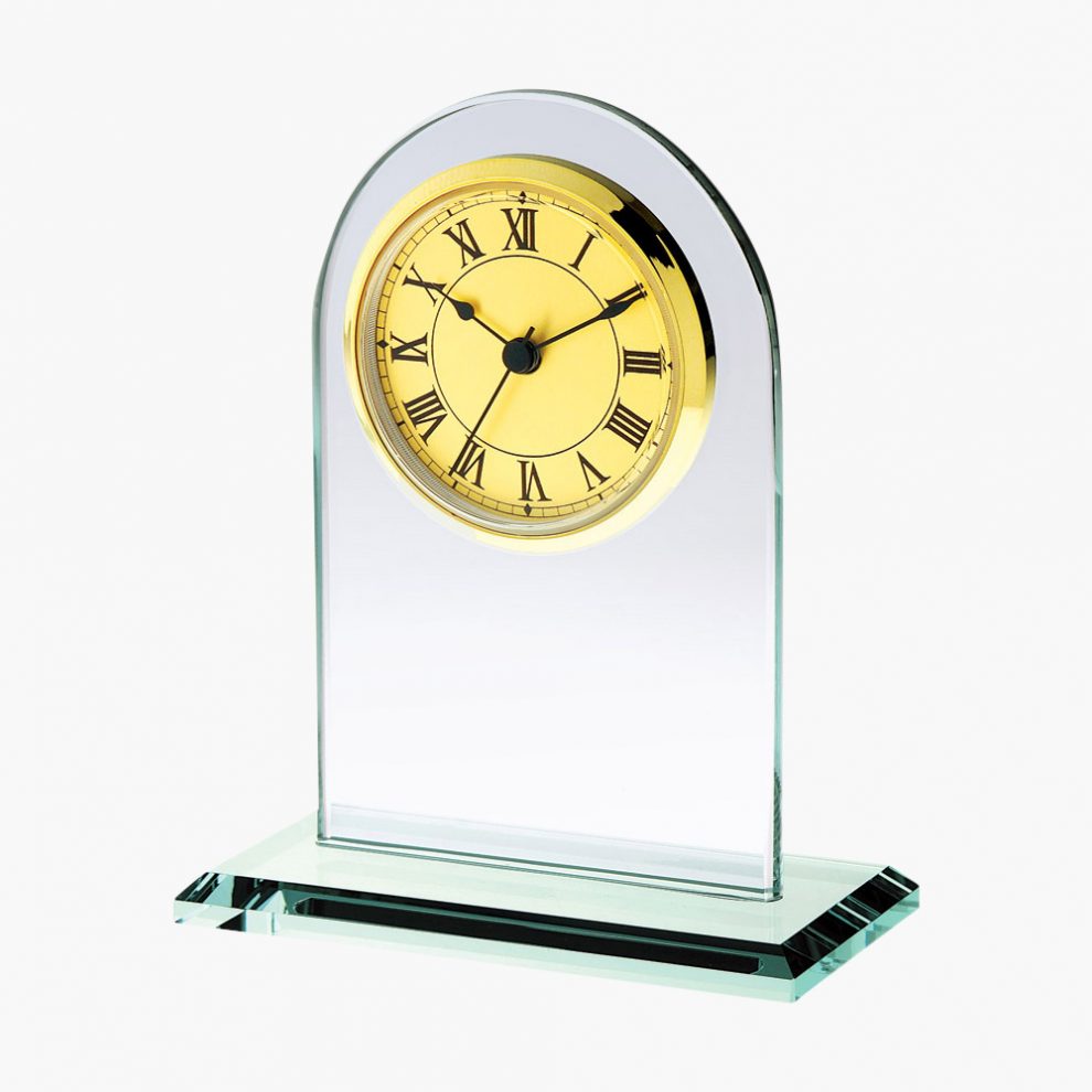 Engraved Glass Arch Clock - Crystal Images, Inc.