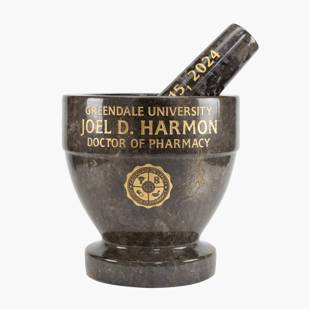 6" Personalized Charcoal Marble Mortar and Pestle - Crystal Images, Inc.