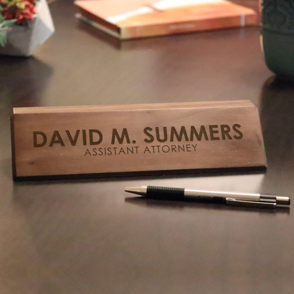 Personalized Walnut Desk Name Plate - Crystal Images, Inc.