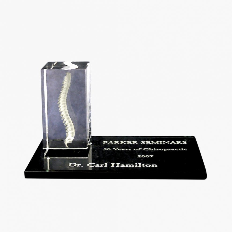 Crystal Block with 3D Engraved Spine - Crystal Images, Inc.